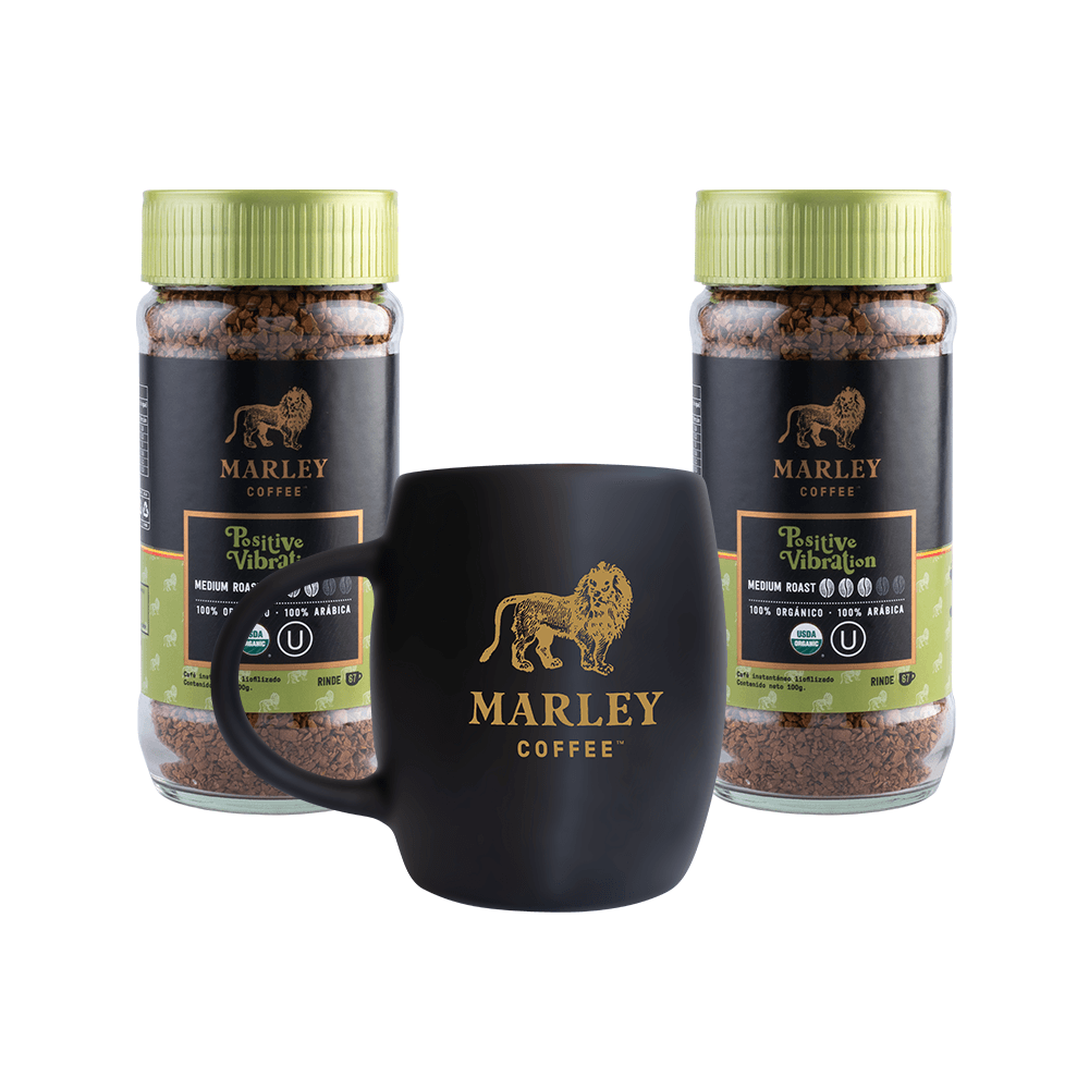 Pack 2x Café Liofilizado Positive Vibration+ Marley Mug negro I Marley ...